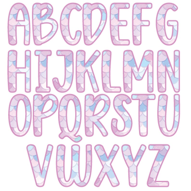Pink Mermaid Letters PNG Little Mermaid Font SVG Alphabet | Etsy