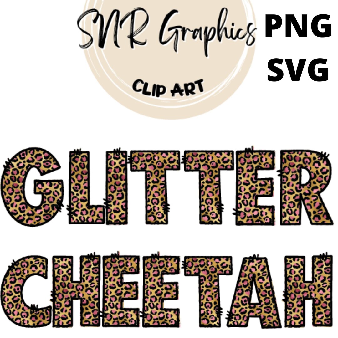 Pink Glitter Cheetah Print Doodle Font (SVG, PNG Digital Download) - Etsy