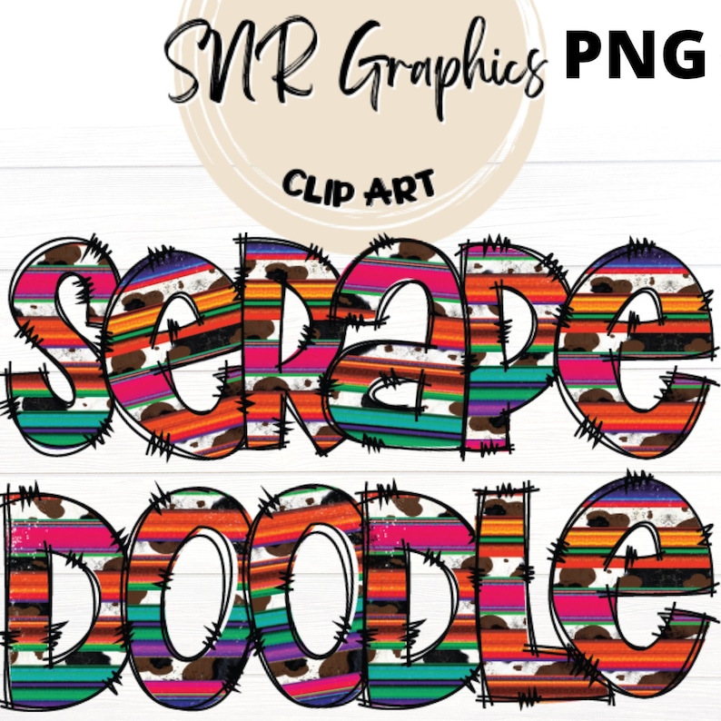 Serape Doodle Letters & Number PNG Cow Print Sketch Font - Etsy