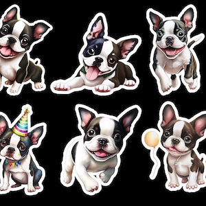 Boston Terrier, Set of 24 Stickers, Sticker, Journal Sticker, Scrapbook ...