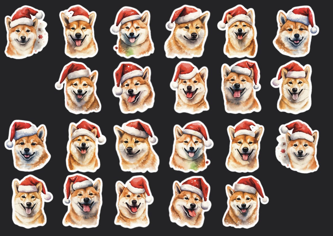 Shiba Inu Stickers, Set of 22 Stickers, Christmas Stickers, Shiba Inu ...