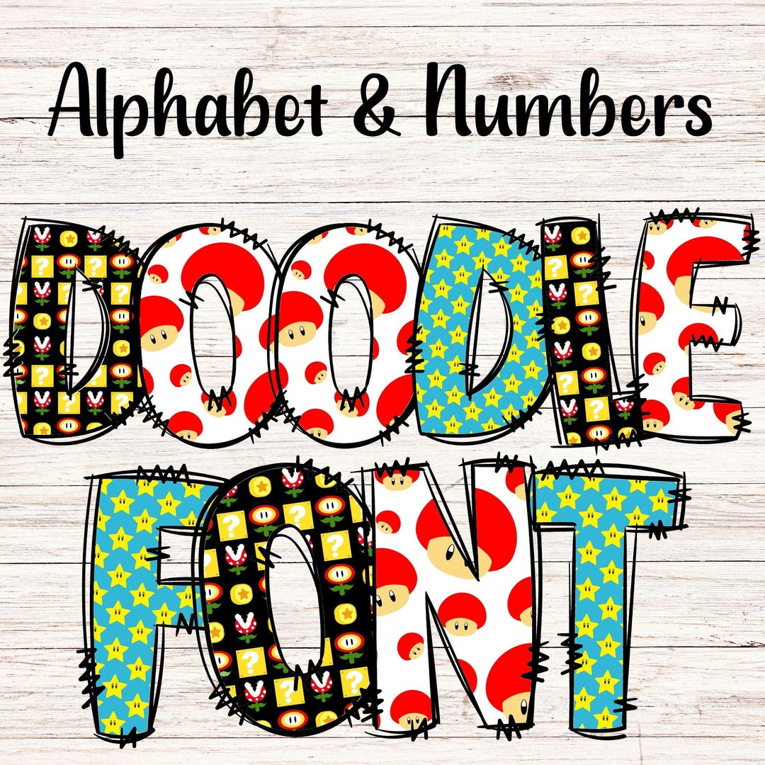 Piranha Plant Doodle Letters PNG With Doodle Outline, Clipart Alphabet ...