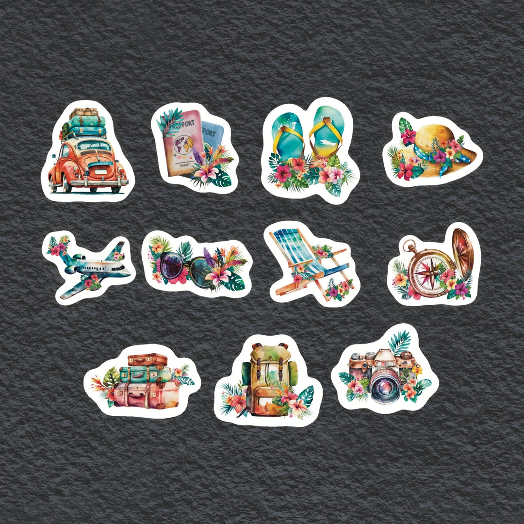 Vacation Stickers, Set of 22 Stickers, Getaway Stickers, Road Trip ...