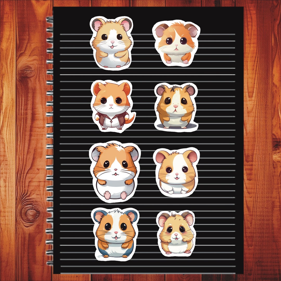 Kawaii Hamster Set of 24 Stickers, Sticker, Journal Sticker, Die Cut ...