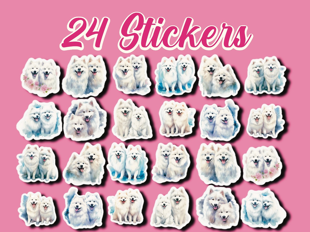 Samoyed Stickers, Set of 24 Stickers, Love Stickers, Couple Sticker ...