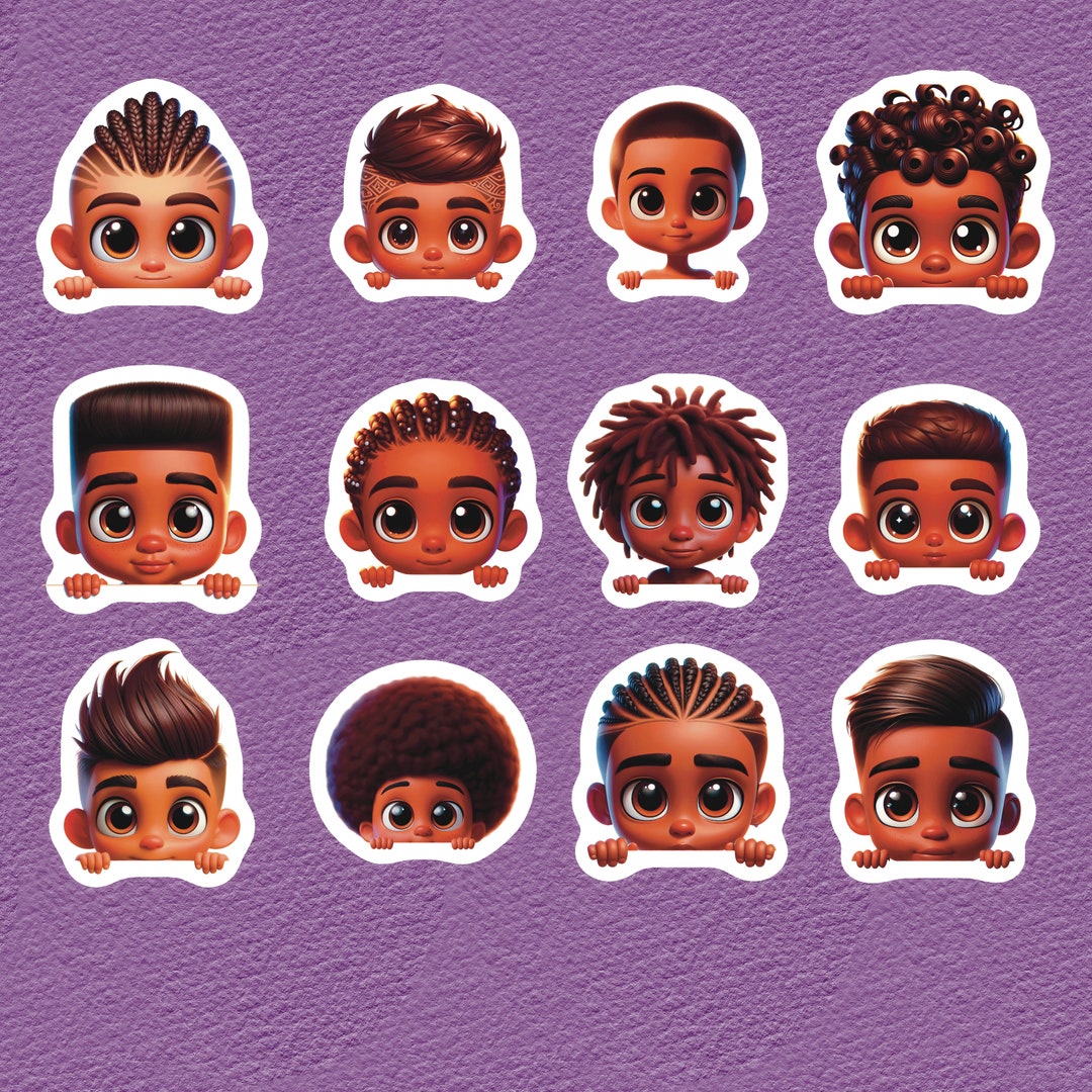 Peek a Boo Black Boy Stickers, Set of 24 Stickers, Black Boy Stickers ...