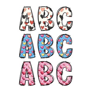 Valentine Doodle Letters PNG With Doodle Outline, Heart Clipart ...