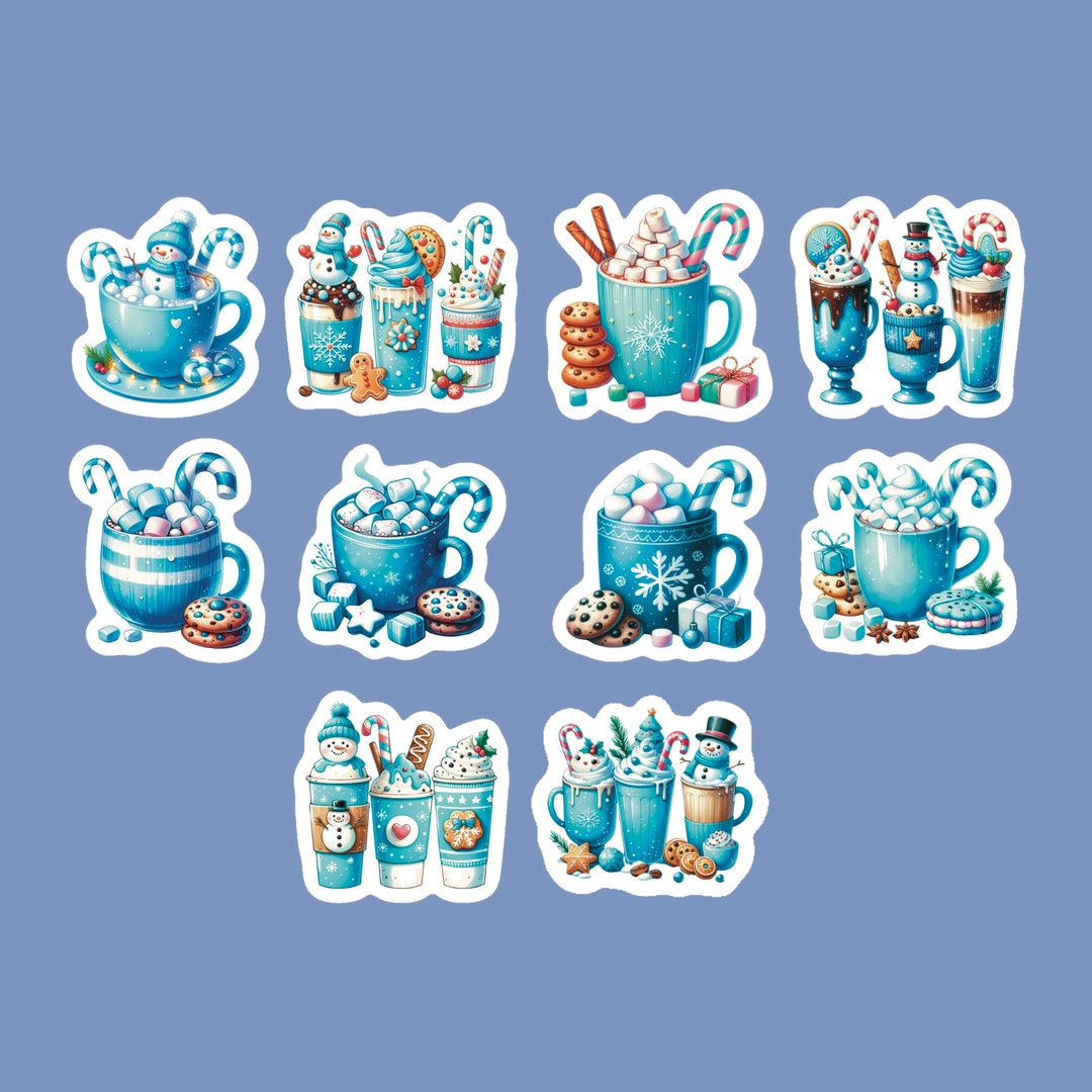Hot Chocolate Stickers, Set of 20 Stickers (2 Sets of 10) Hot Cocoa ...