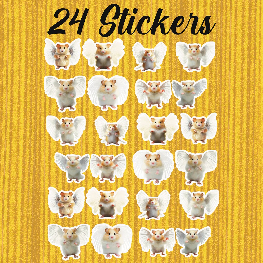 Hamster Angel Stickers, Set of 24 Stickers, Heaven Stickers, Hamster ...
