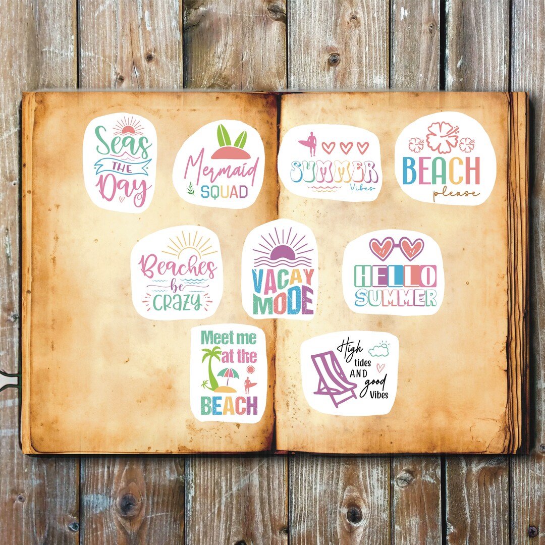 Summer Saying Stickers, Set 18 Stickers, Journal Sticker, Die Cut ...