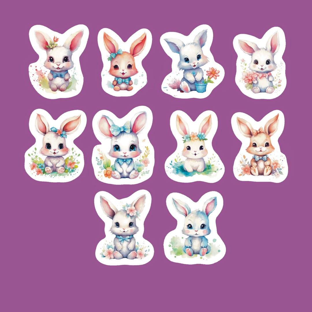 Baby Bunny Stickers, Set of 20 Stickers, Easter Sticker, Easter Bunny ...