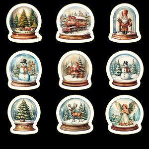 Beautiful Snow Globe Stickers, Set of 18 Stickers, Christmas Stickers ...