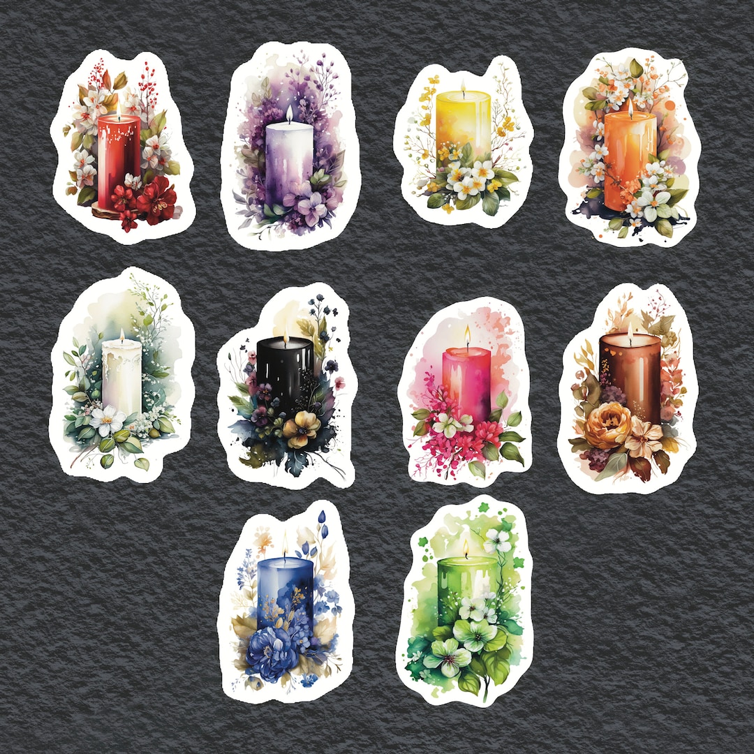 Colored Candle Stickers, Set of 20 Stickers, Colorful Candle Stickers ...
