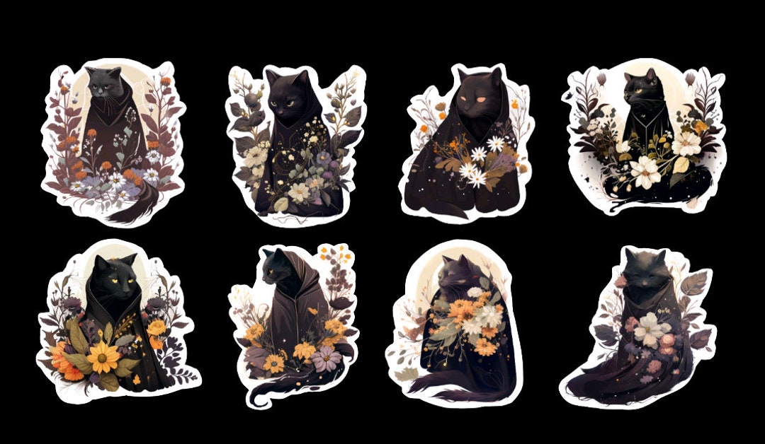 Evil Cat, Cat in Cloak Stickers, Set of 24 Stickers, Sticker, Journal ...