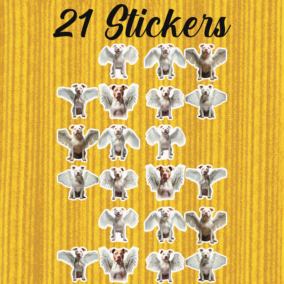 Pitbull Angel Stickers, Set of 21 Stickers, Heaven Stickers, Angel ...
