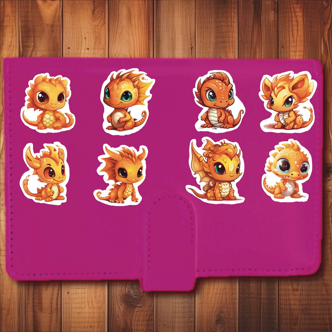 Kawaii Orange Dragon, Set of 24 Stickers, Sticker, Journal Sticker, Die ...