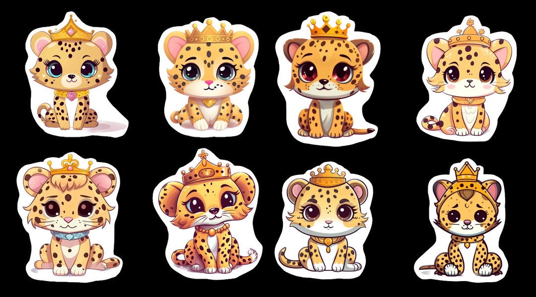 Cheetah Princess Stickers, Set 24 Sticker, Sticker, Journal Sticker ...