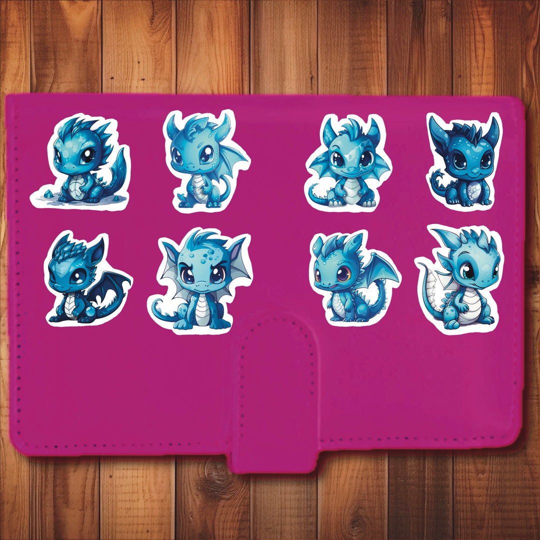 Kawaii Blue Dragon, Set of 24 Stickers, Sticker, Journal Sticker, Die ...