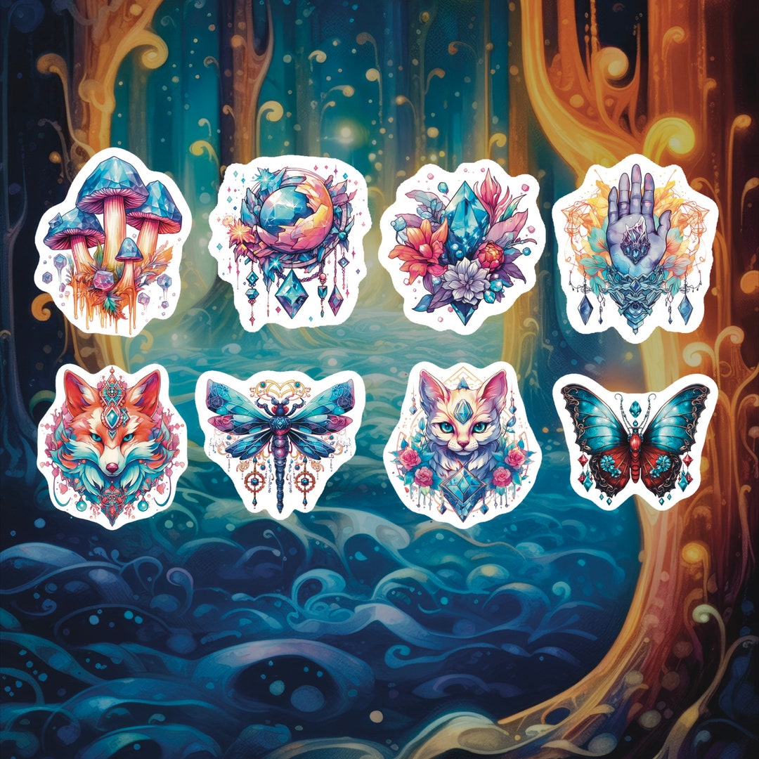 Magical Boho Witch Stickers, Set of 24 Stickers, Witch Stickers, Boho ...