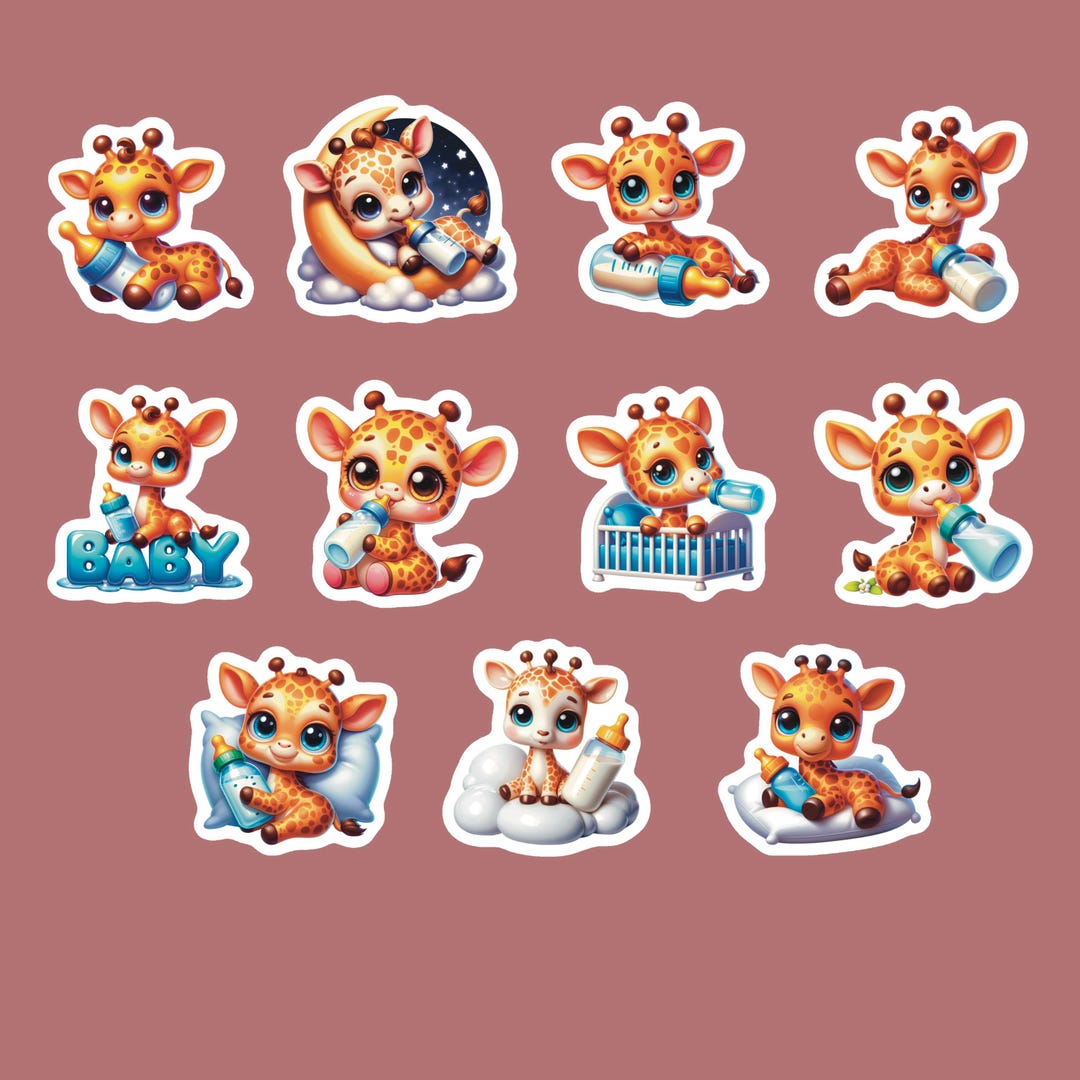 Giraffe Stickers, Set 22 Stickers, Scrapbook Stickers, Journaling ...