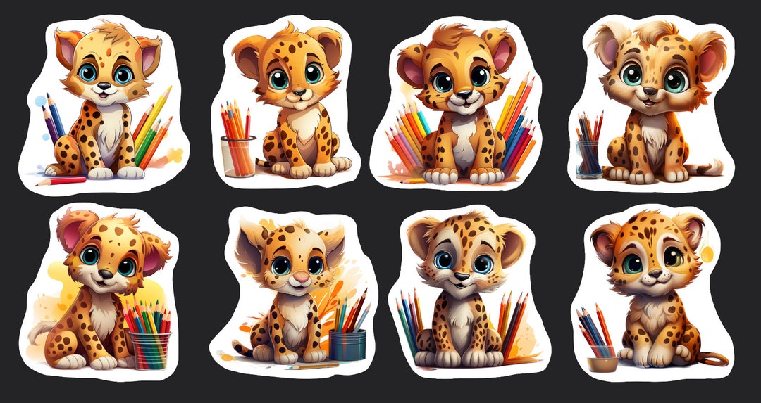 Cheetah Back to School Stickers, Set of 24 Stickers, Journal Sticker ...