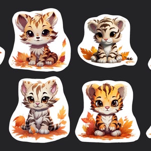 Fall Tiger Stickers, Set of 24 Stickers, Tiger Sticker, Journal Sticker ...