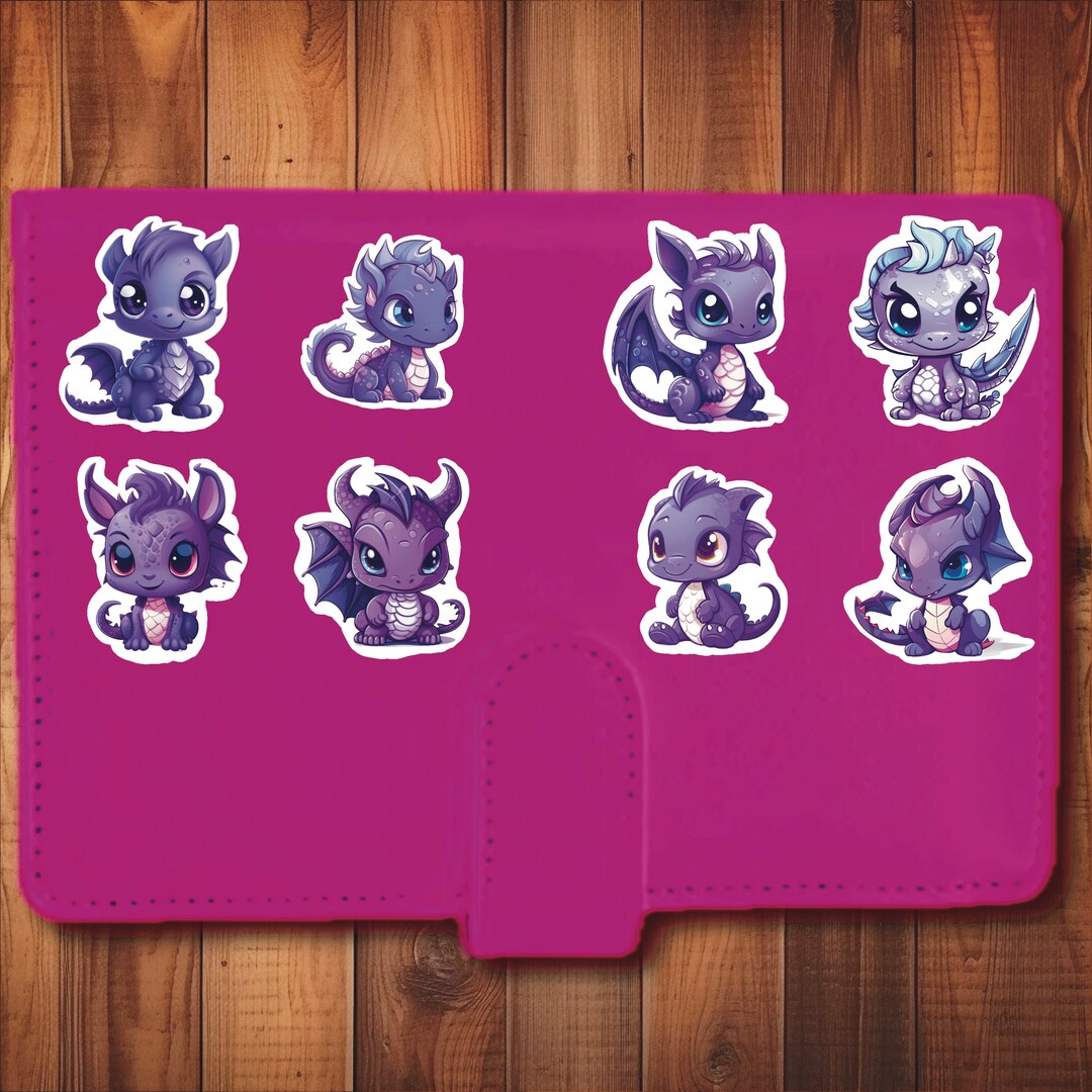 Kawaii Purple Dragon, Set of 24 Stickers, Sticker, Journal Sticker, Die ...