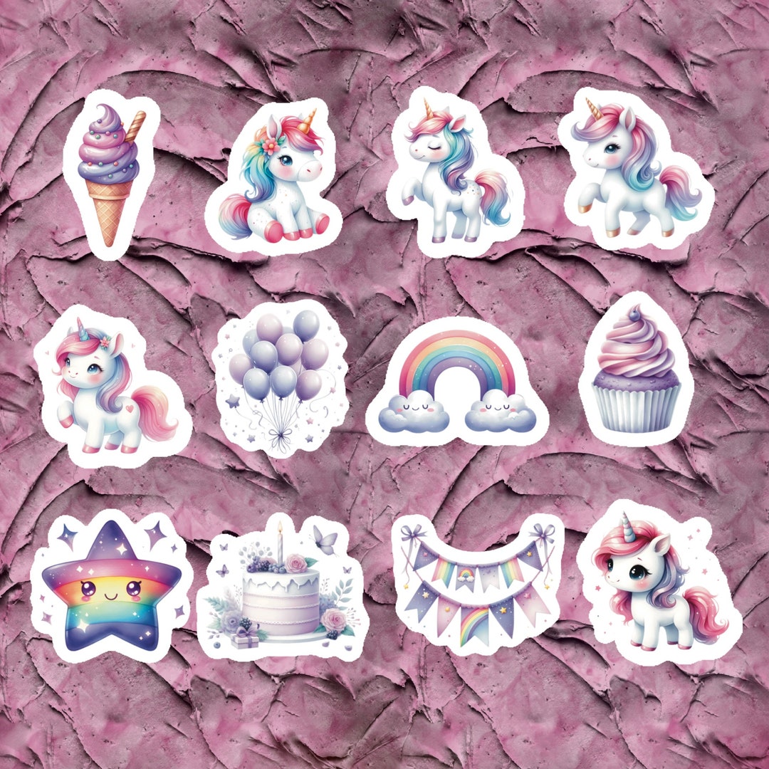 Unicorn Party Stickers, Set of 24 Stickers, Pony Stickers, Animal ...