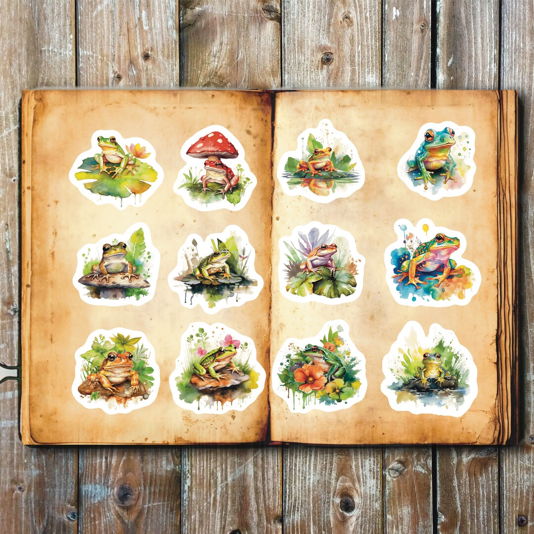 Frog Stickers, Set of 24 Stickers, Frog on Lilly Pad Stickers, Lilly ...