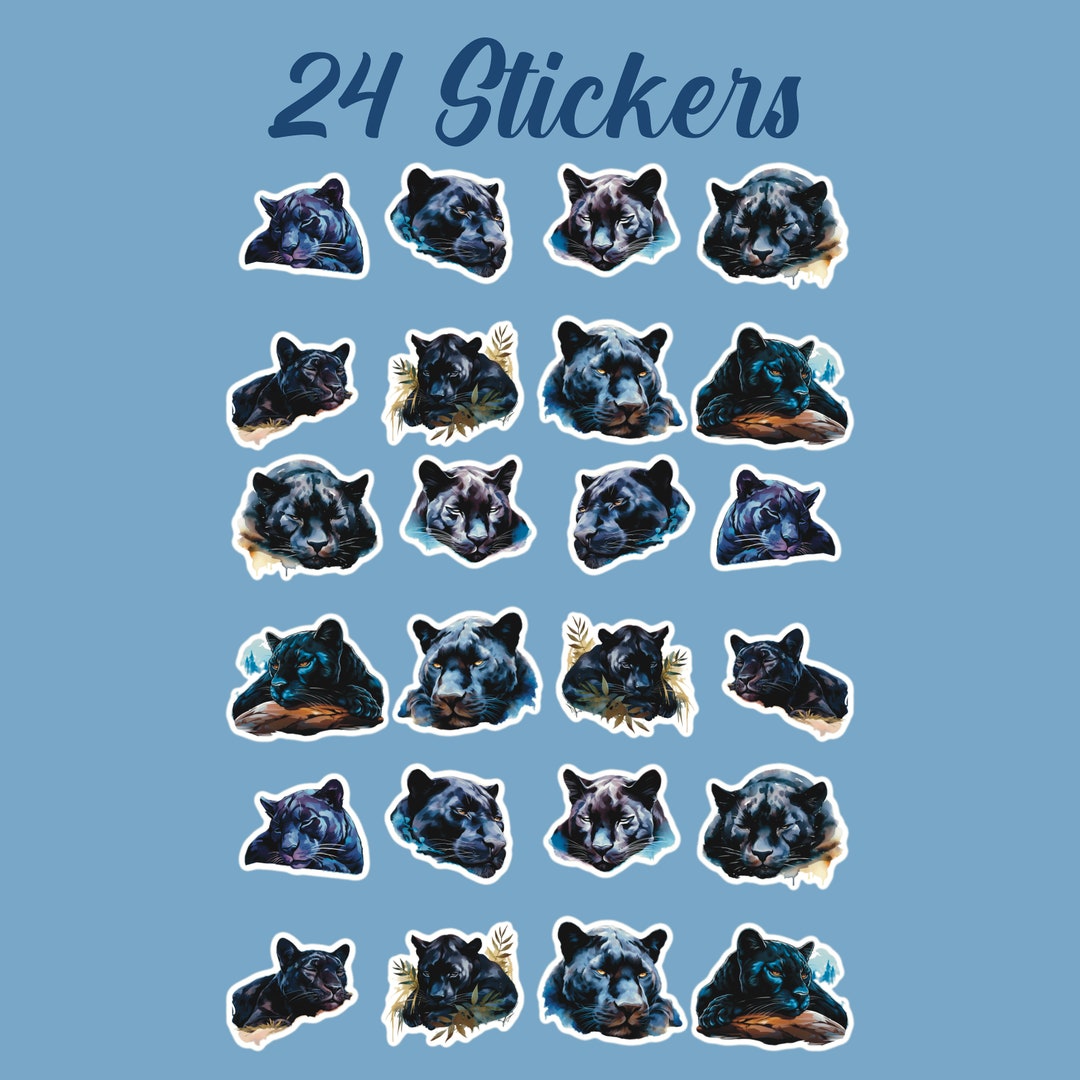 Panther Stickers, Set of 24 Stickers, Sleeping Sticker, Sleeping ...