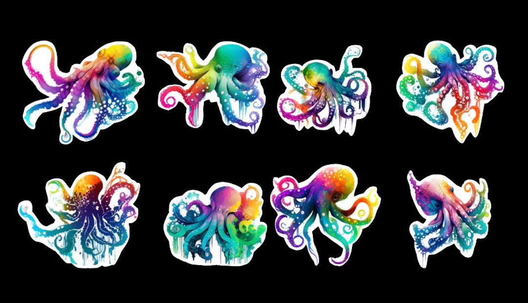 Octopus Tie Dye Set of 24 Stickers Sticker Journal Sticker - Etsy