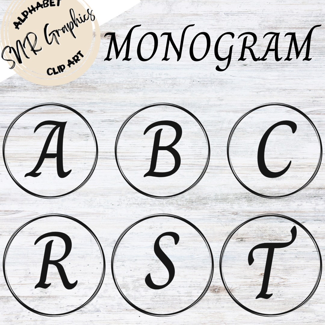 Circle Monogram Alphabet Clipart, Monogram Clipart, Monogram Font ...