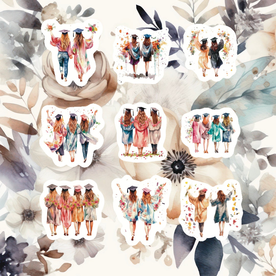 Graduation Girl Stickers, Set of 18 Stickers, Graduation Stickers ...