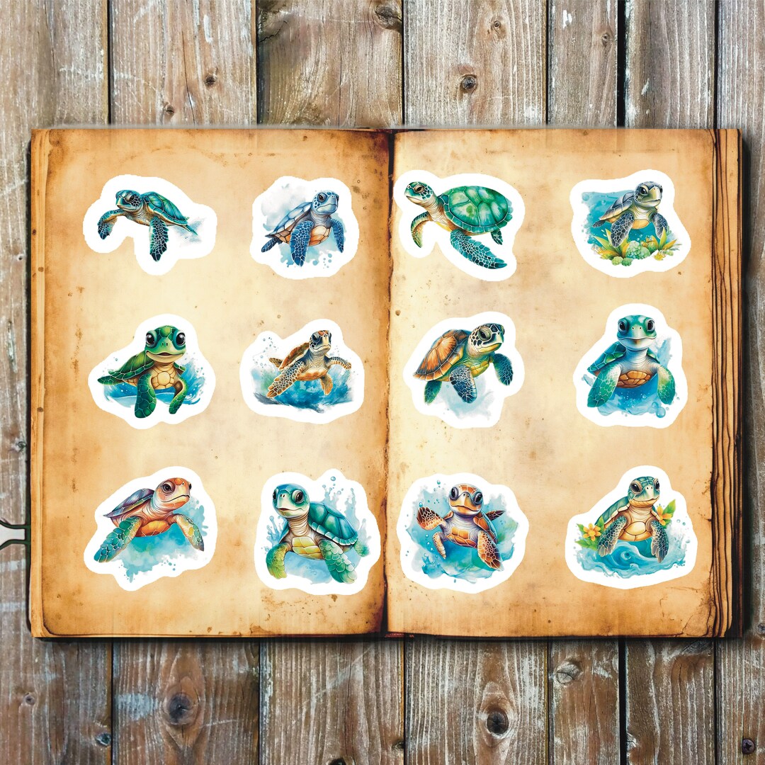 Sea Turtle Stickers, Set of 24 Stickers, Ocean Sticker. Turtle Stickers ...