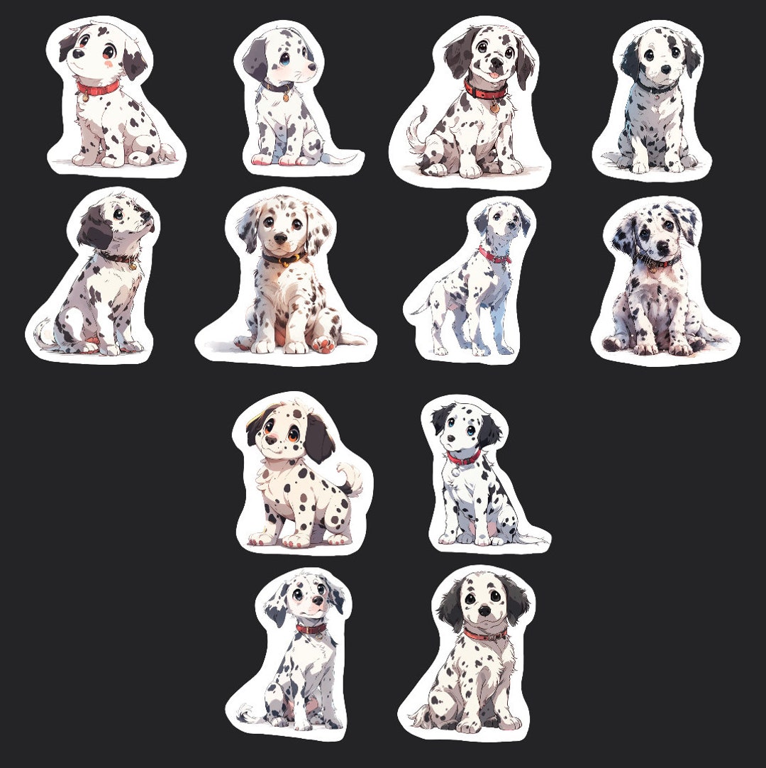 Anime Dalmatian Dog Stickers Set 24 Stickers Journal - Etsy