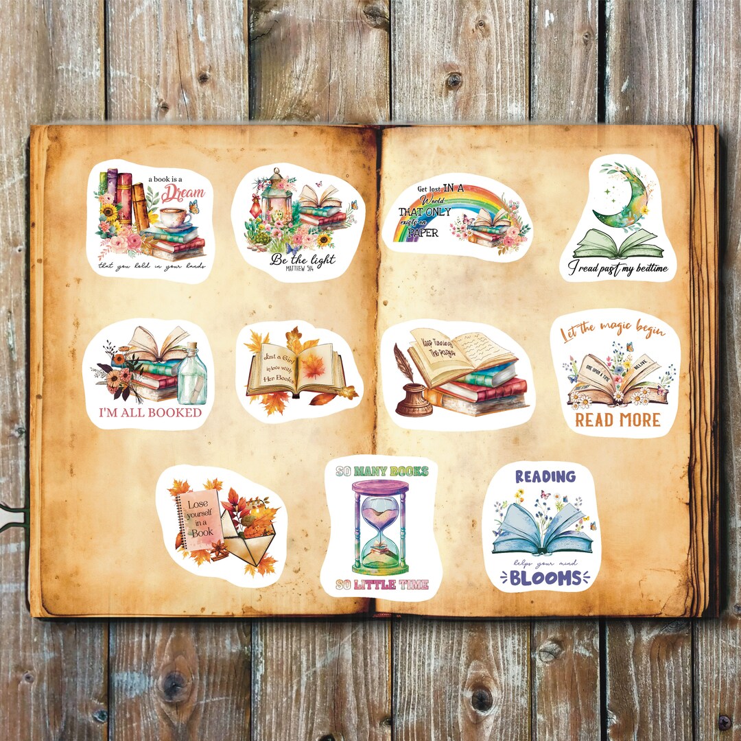 Reading Sayings Stickers, Set of 22 Stickers, Journal Sticker, Die Cut ...