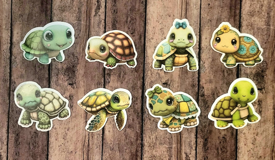 Chibi Turtle Stickers, Kawaii Ocean Life, Set of 24 - Etsy