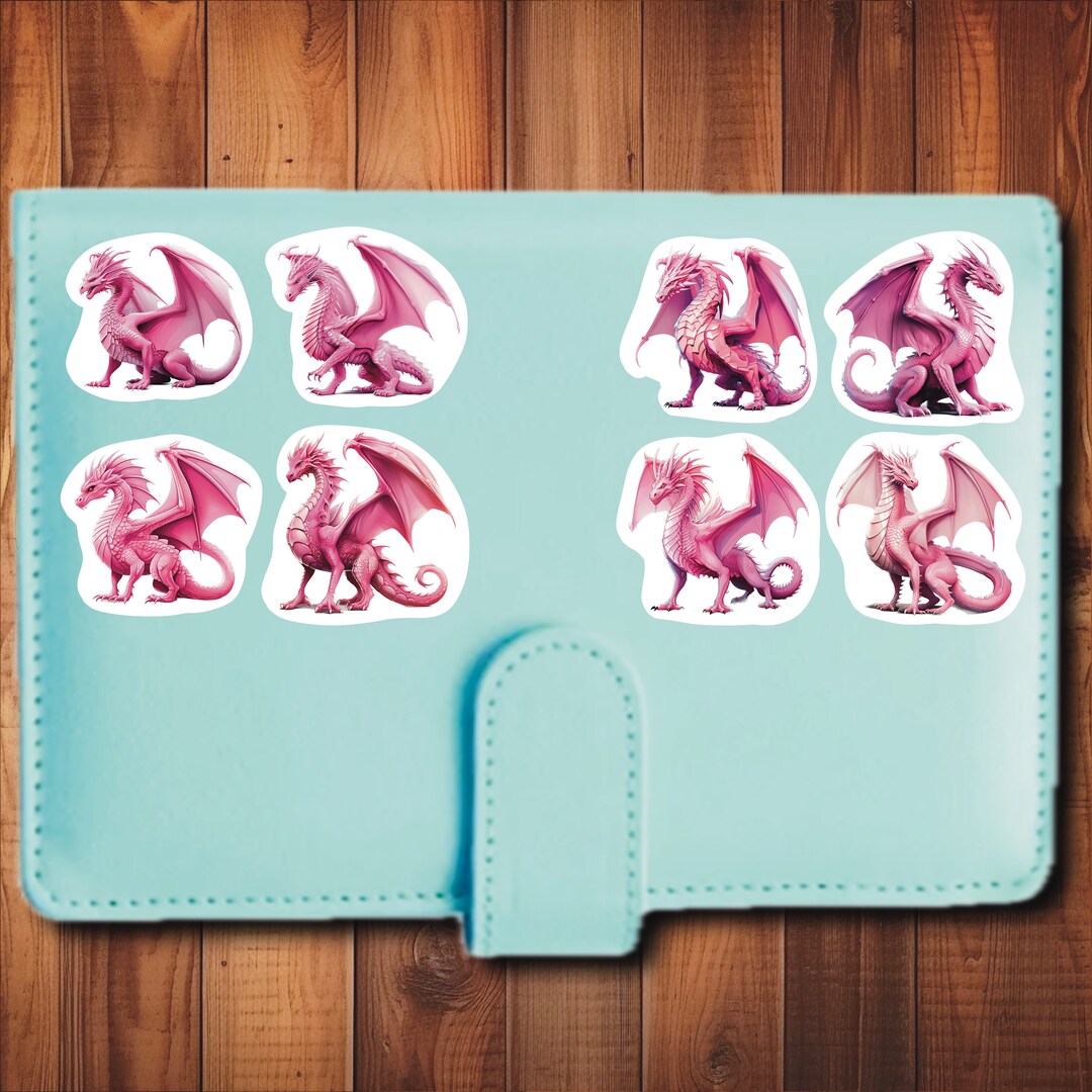 Pink Dragon Stickers, Set of 24 Stickers, Dragon Sticker, Die Cut ...