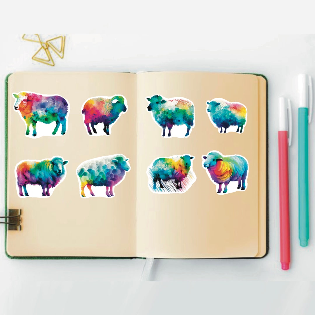 Sheep Tie Dye, Set of 24 Stickers, Sticker, Journal Sticker, Die Cut ...