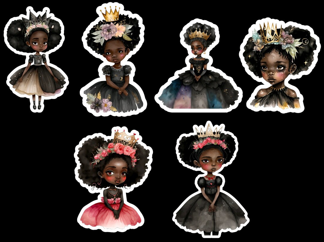 Queen African American Girls, Set of 24 Stickers, Sticker, Journal ...