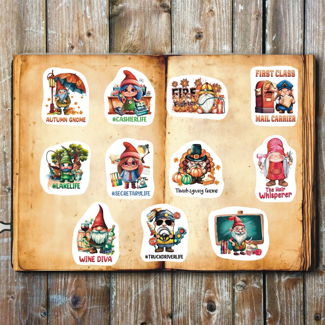Gnome Sayings Sticker, Set 22 Stickers, Journal Stickers, Die Cut ...