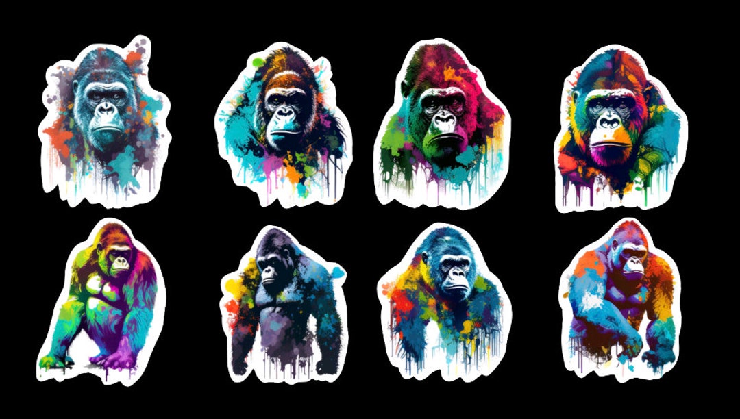 Gorilla Tie Dye, Set of 24 Stickers, Sticker, Die Cut Sticker ...