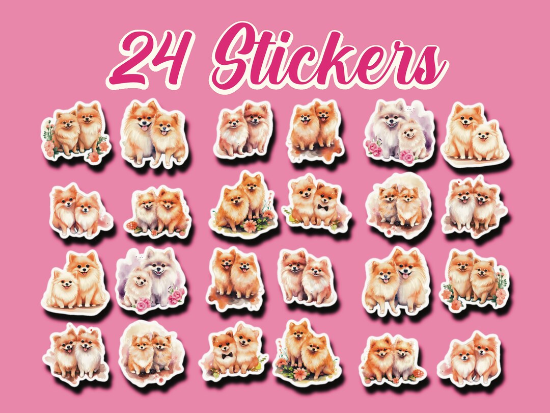 Pomeranian Stickers, Set of 24 Stickers, Love Stickers, Couple Sticker ...