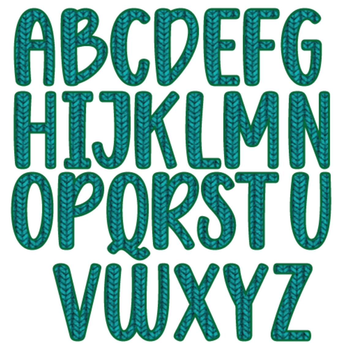 Teal Knit Letters PNG Crochet Font SVG Clipart Alphabet - Etsy