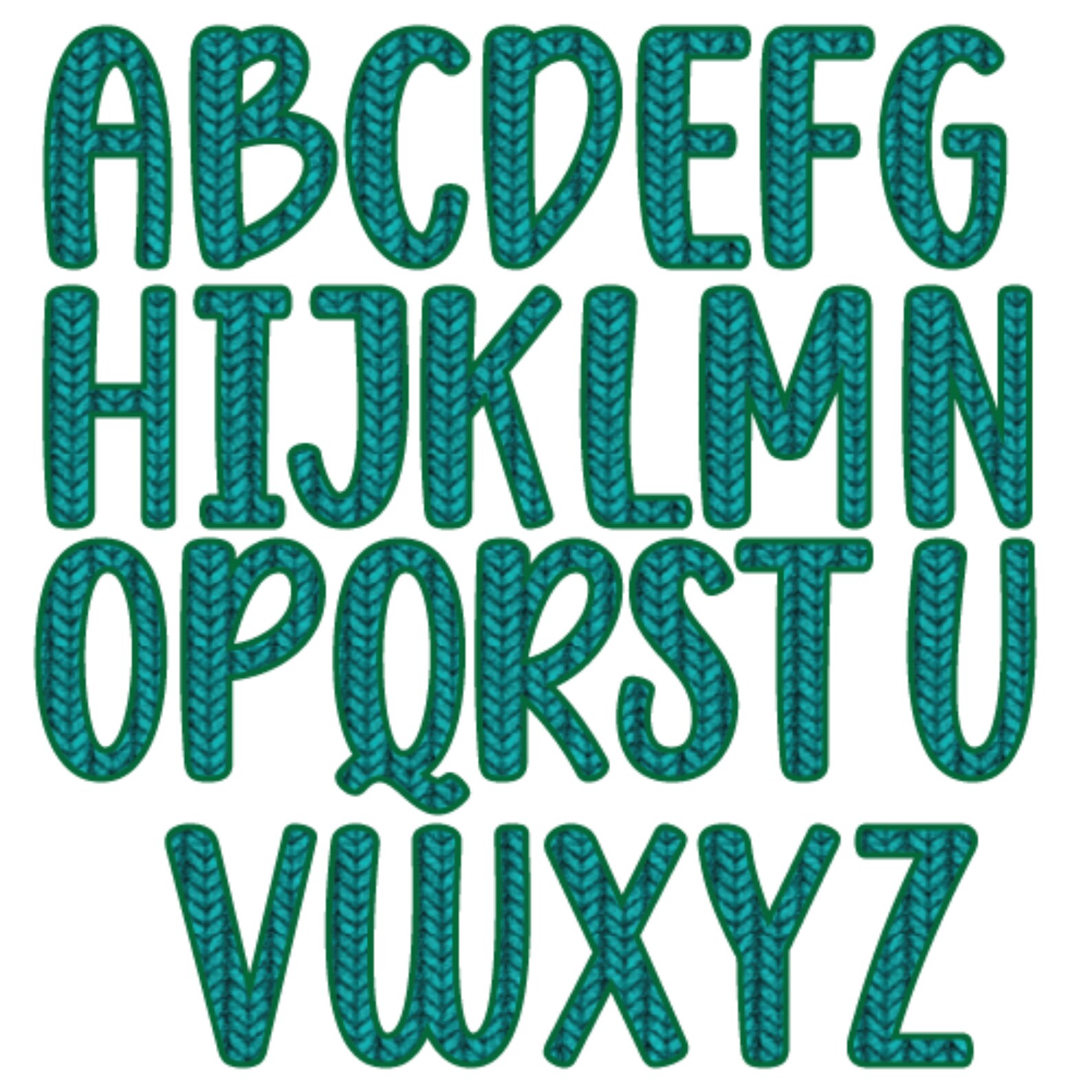 Teal Knit Letters PNG Crochet Font SVG Clipart Alphabet | Etsy