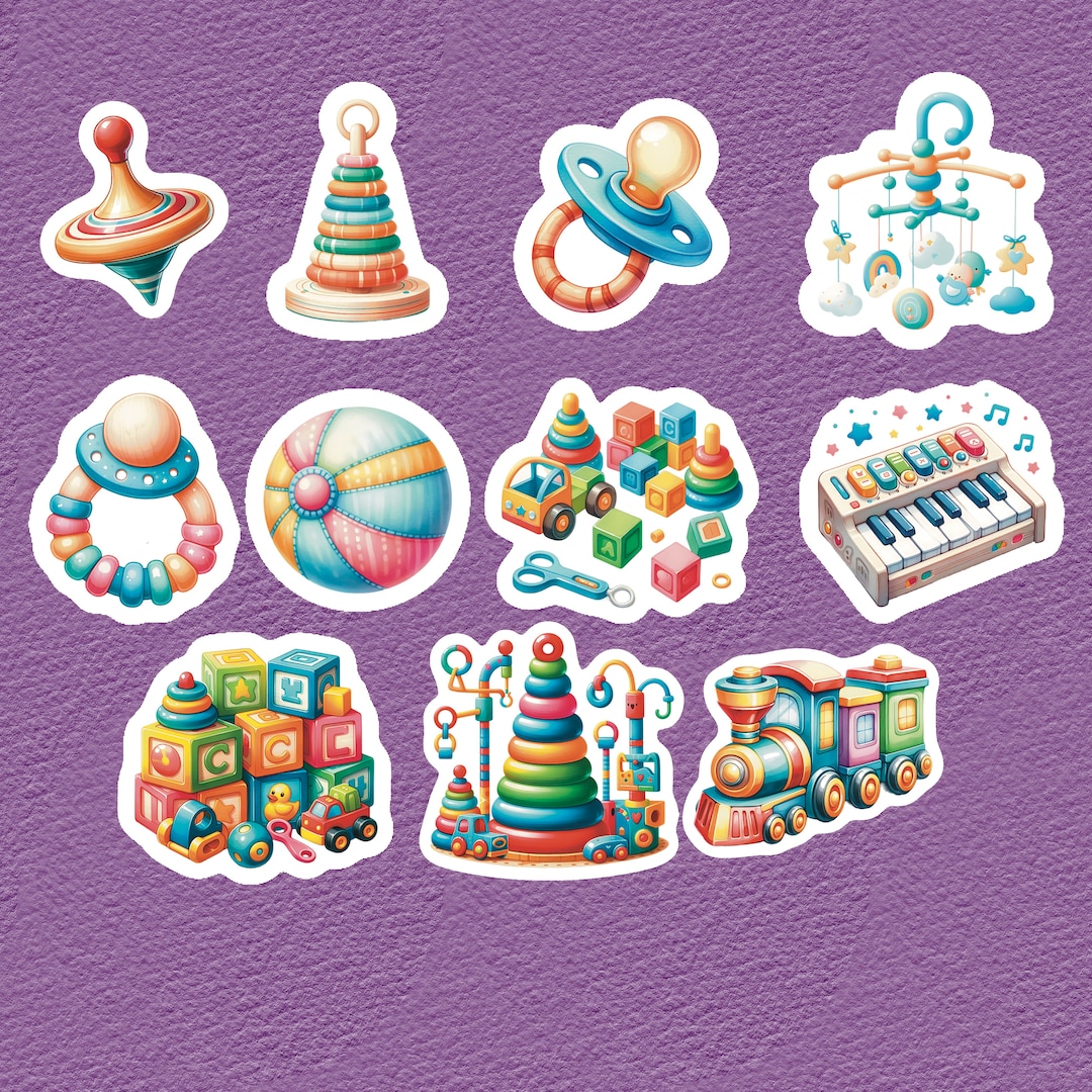 Baby Toy Stickers, Set of 22 Stickers, Infant Toy Stickers, Baby ...