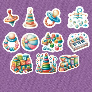 Baby Toy Stickers, Set of 22 Stickers, Infant Toy Stickers, Baby ...