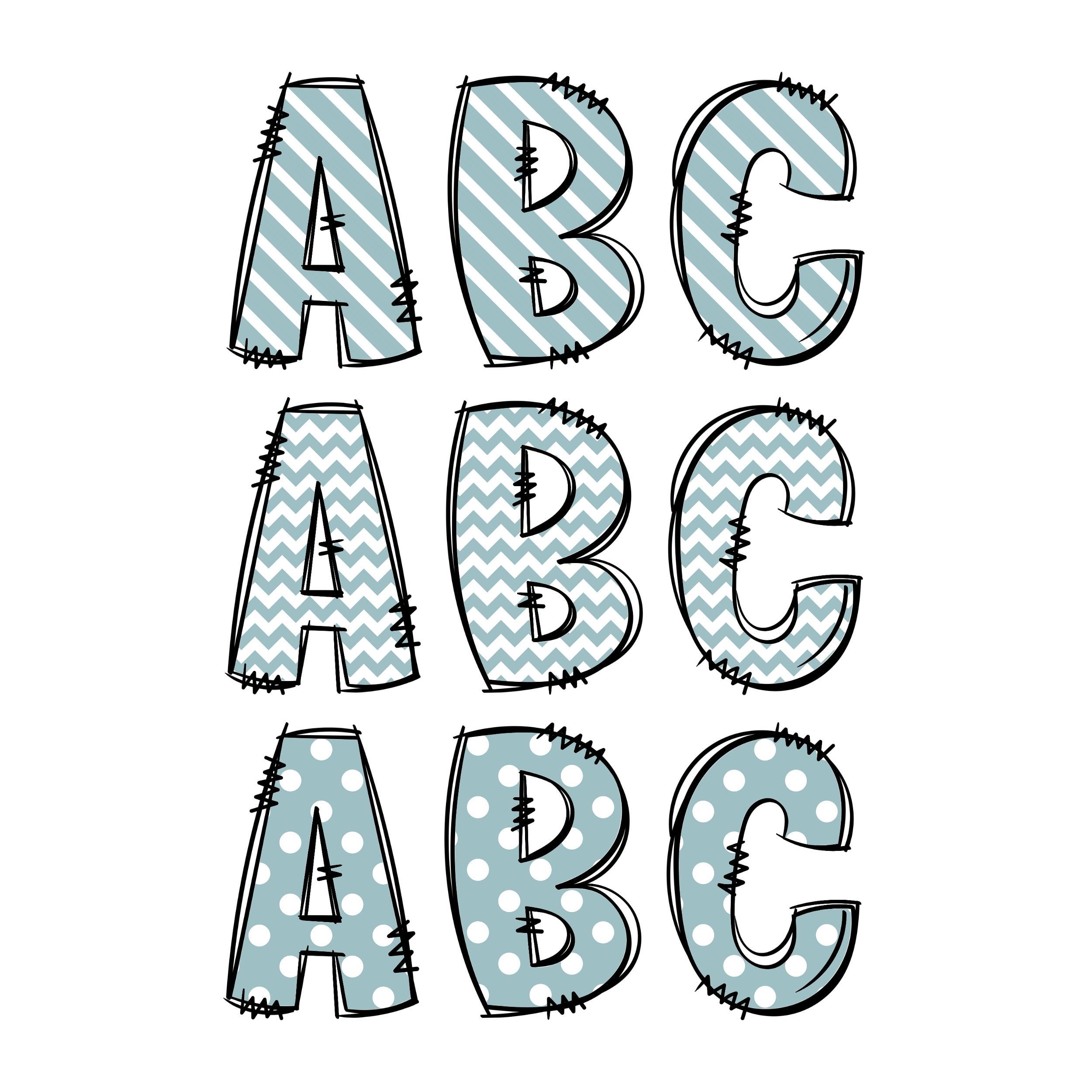 Mint Doodle Letters PNG With Doodle Outline, Swiss Dot Clipart Alphabet ...