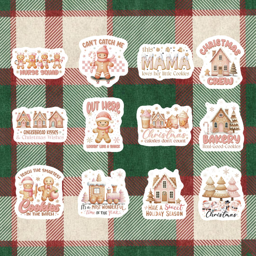 Gingerbread Stickers, Set of 24 Stickers, Christmas Stickers, Winter ...