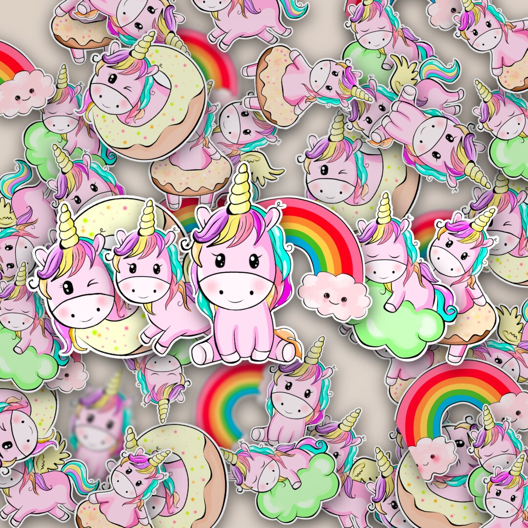 Kawaii Unicorn Stickers, Set of 30 Stickers, Sticker, Laptop Sticker ...